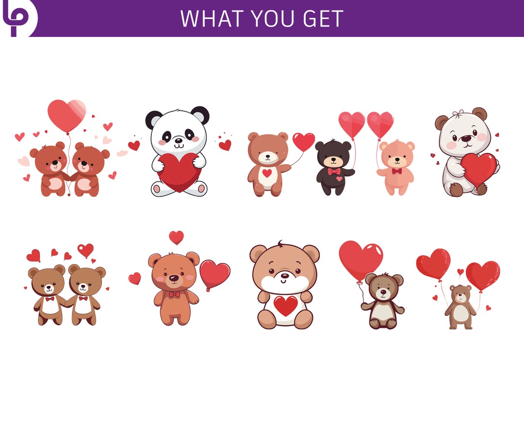 Valentine's Day SVG Bundle, PNG Love Bear Design Bundle for Tshirts ...