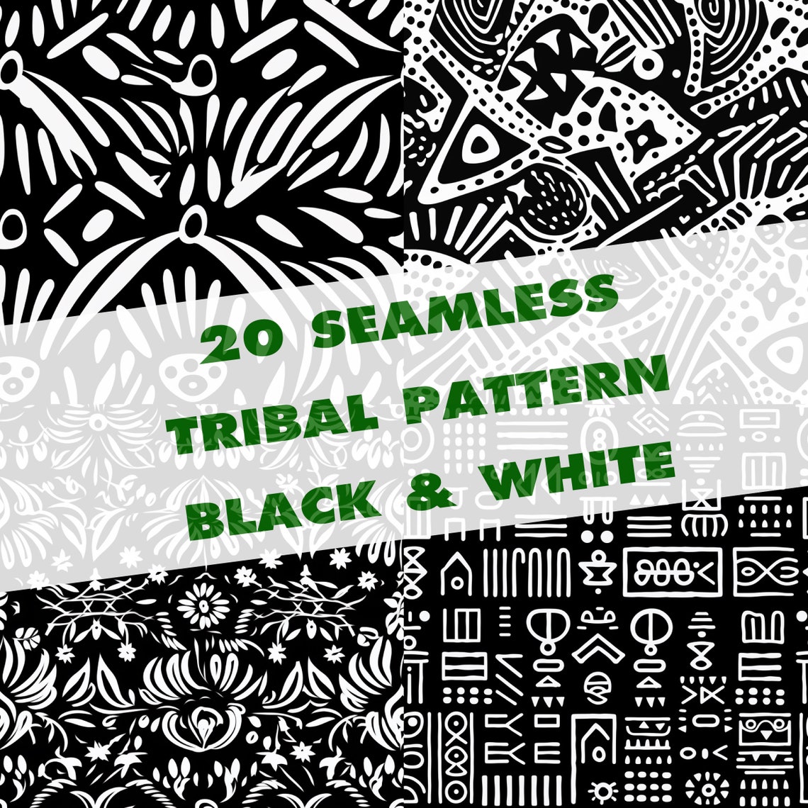 20 Seamless Tribal Print Pattern Black & White - Etsy