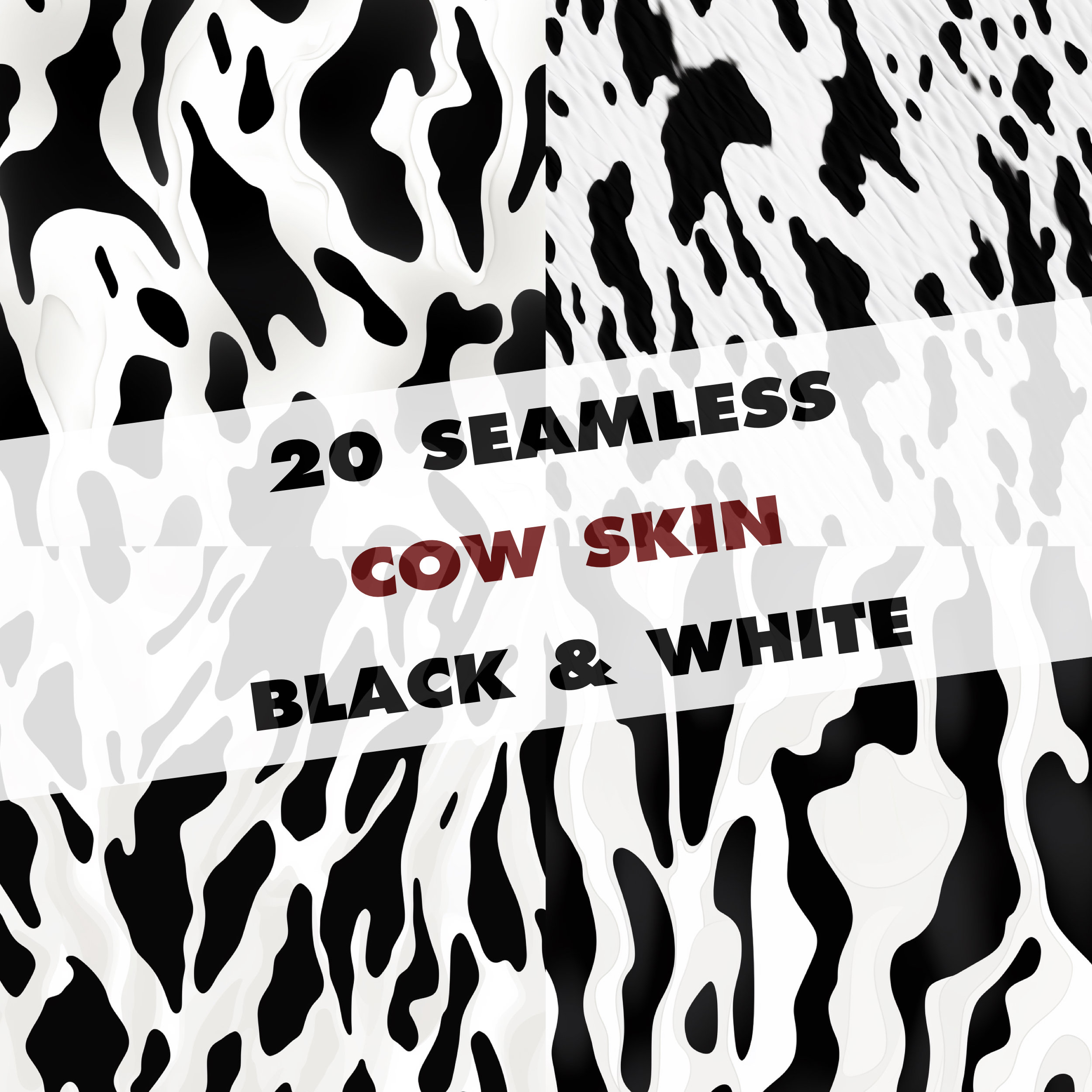 20 Seamless Cow Skin Pattern - Black & White - Etsy
