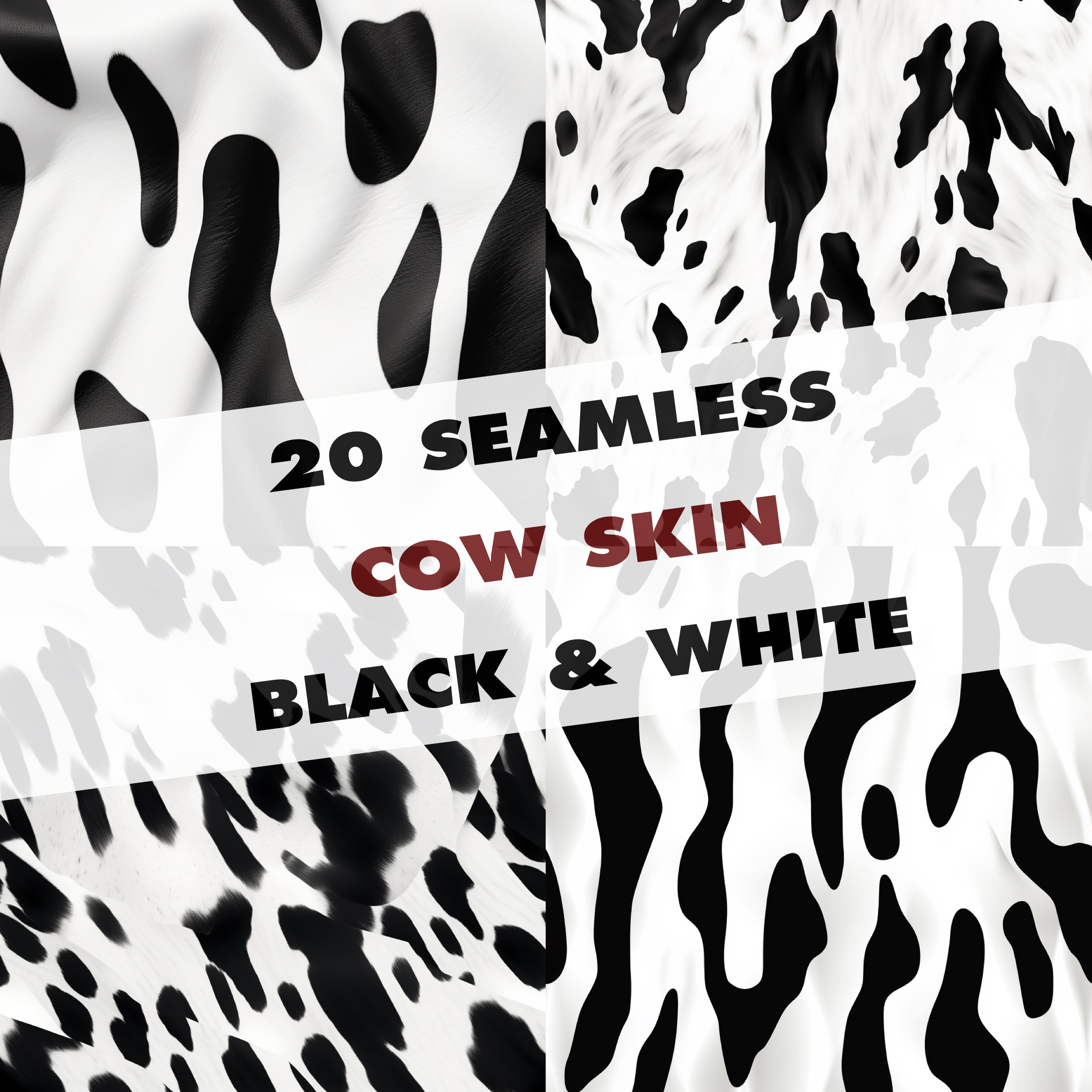 20 Seamless Cow Skin Pattern - Black & White - Etsy