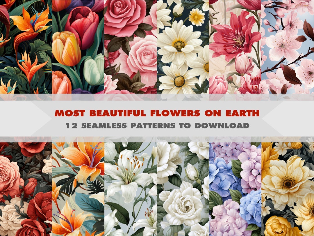 12 Most Beautiful Flower on Earth Seamless Patterns - Etsy