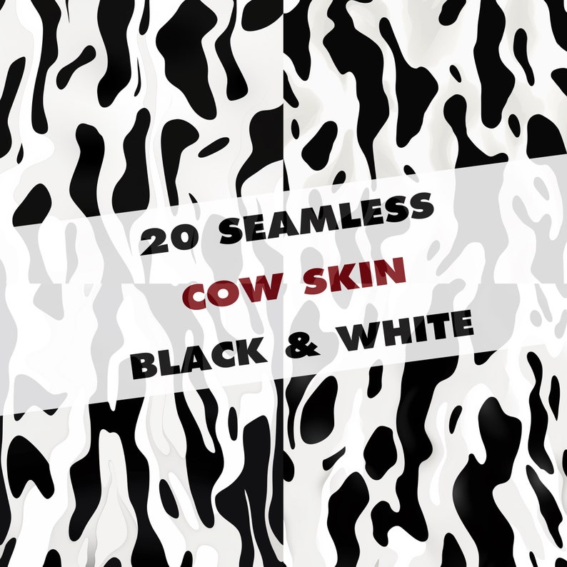 20 Seamless Cow Skin Pattern Black & White - Etsy