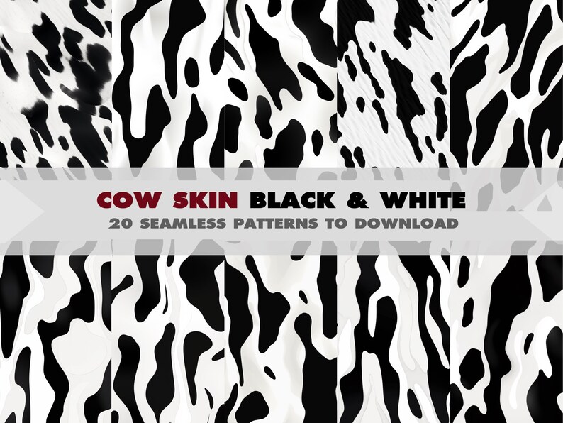 20 Seamless Cow Skin Pattern Black & White - Etsy