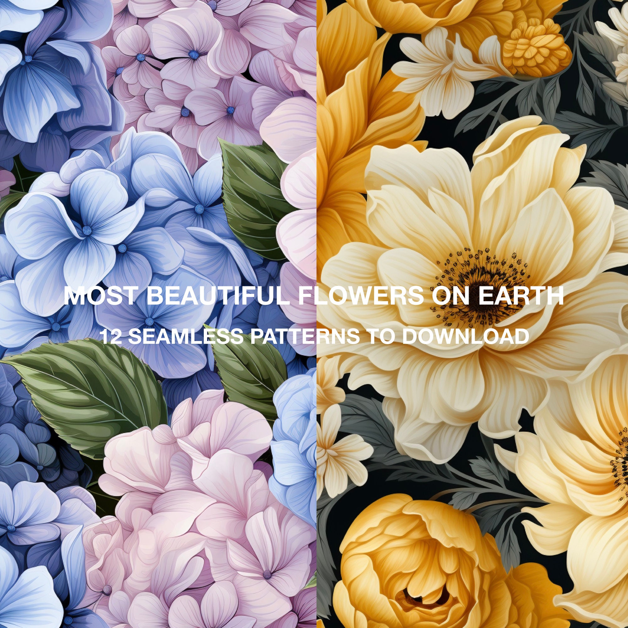 12 Most Beautiful Flower on Earth Seamless Patterns - Etsy