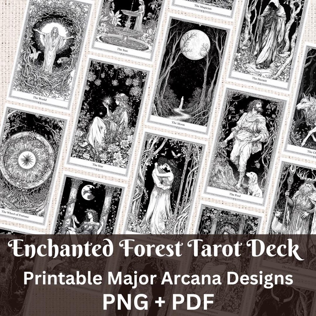 Enchanted Forest Tarot Card Printable Deck | Dark Fantasy Design ...
