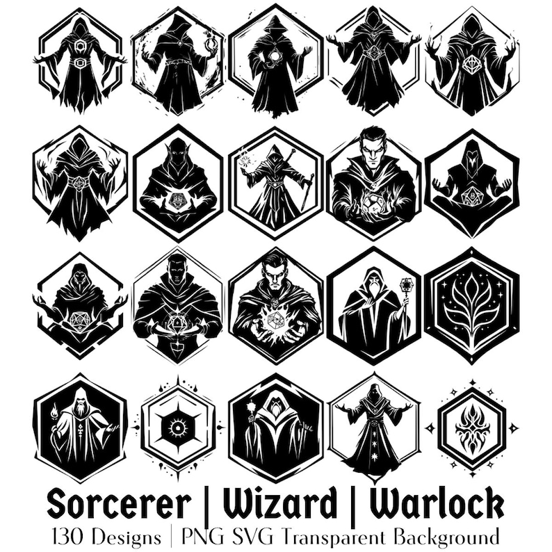 Wizard Witch Sorcerer Warlock Character Token Icon PNG SVG Dice Box ...