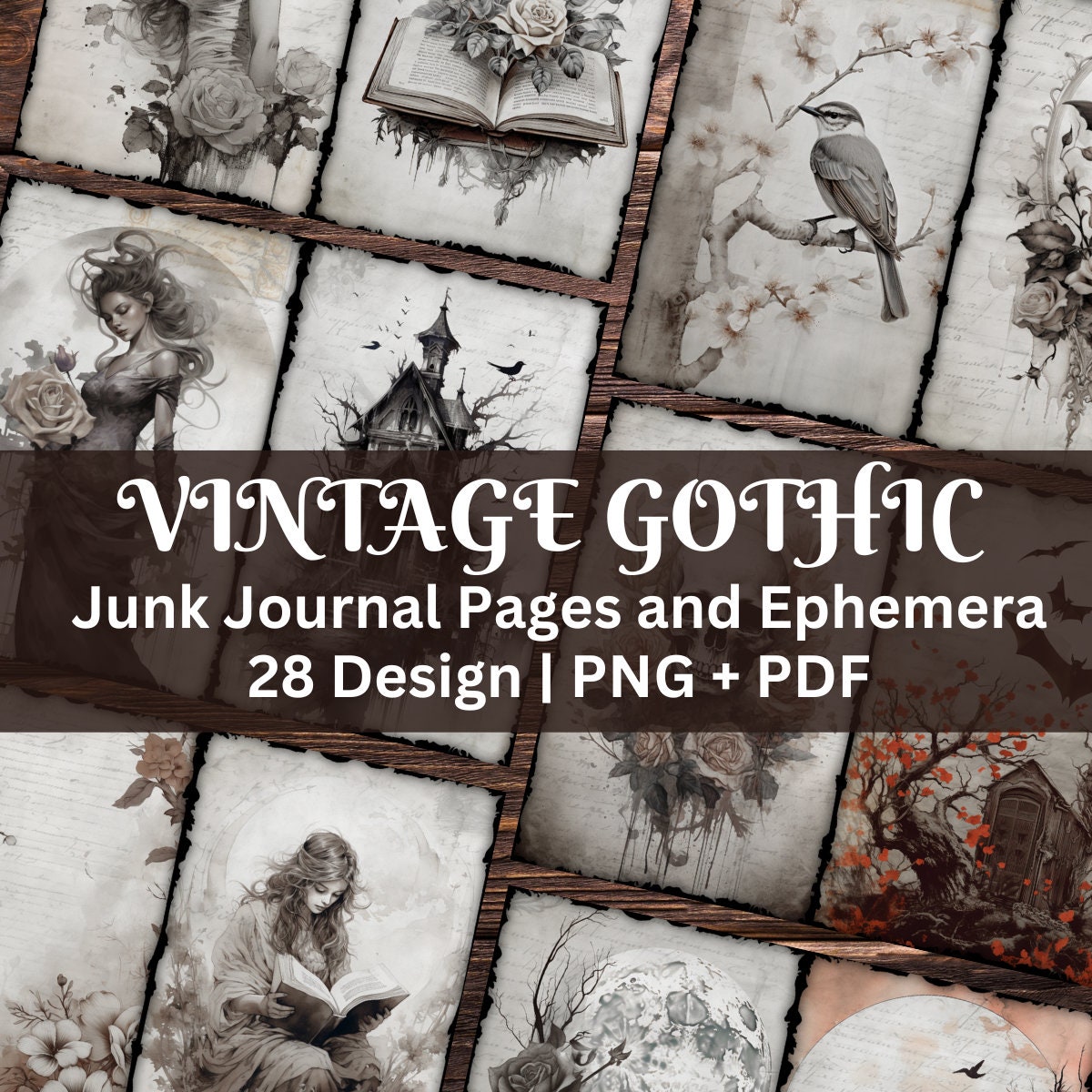 Gothic Junk Journal Background Printable Background Journaling Supplies ...