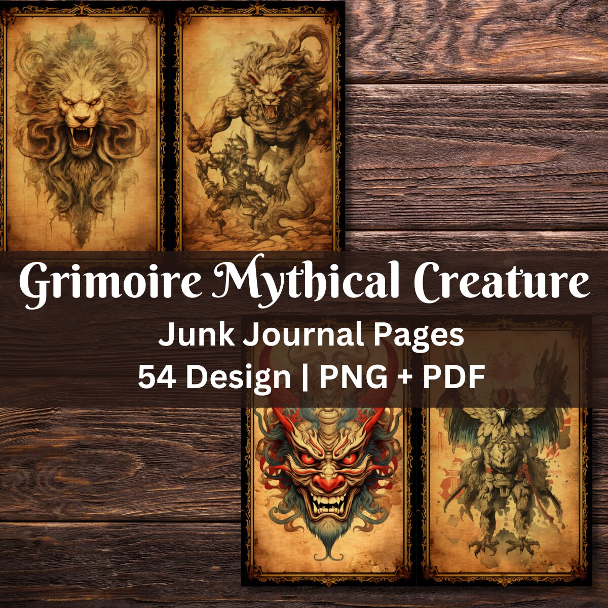 Mythical Beast Monster Grimoire Junk Journal Scrapbook Pages | Book of ...