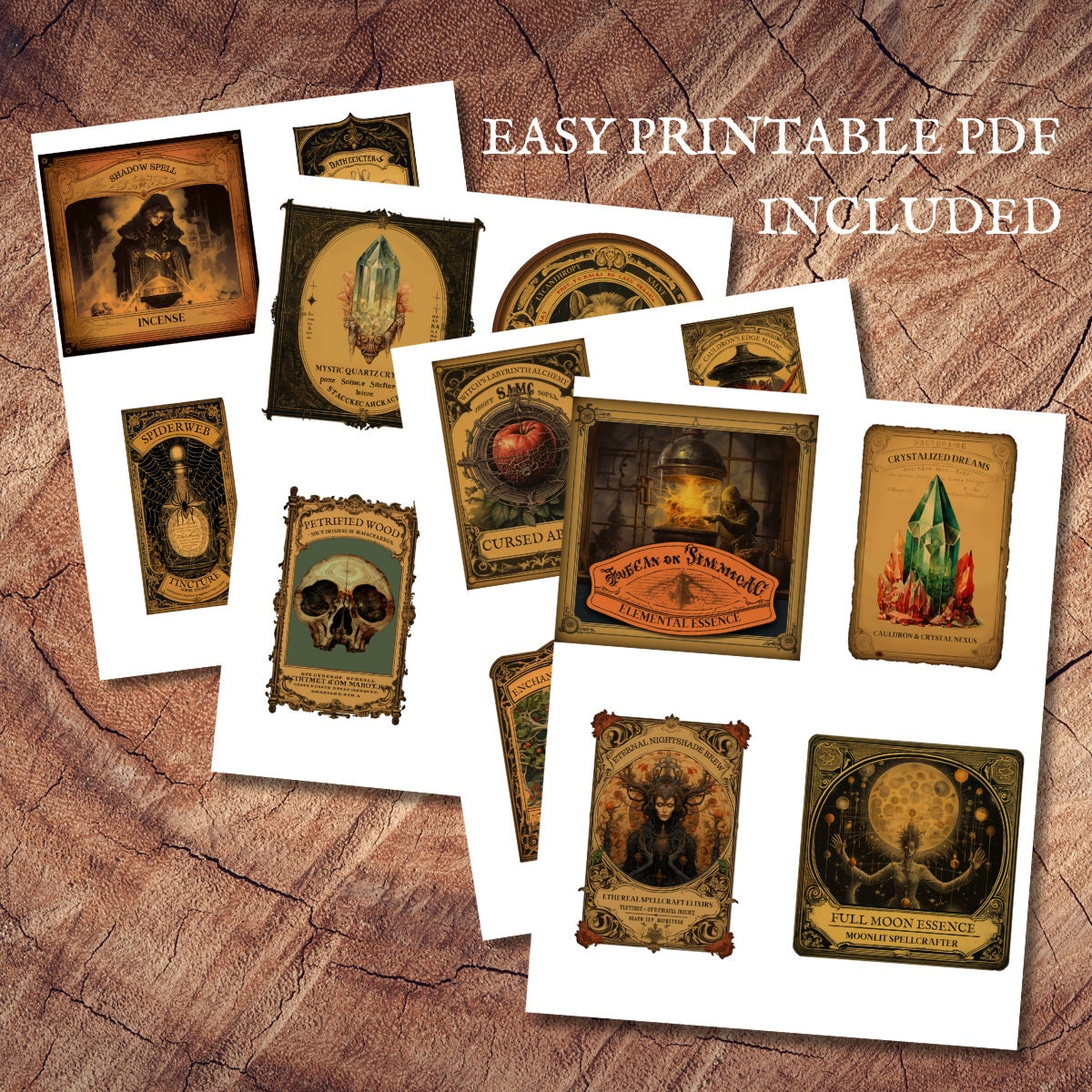 Grimoire Label Apothecary | Magic Potion Elixir | Junk Journal Book of ...