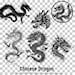 Chinese Dragon Clipart Set | Black and White | Tattoo Designs | T Shirt ...