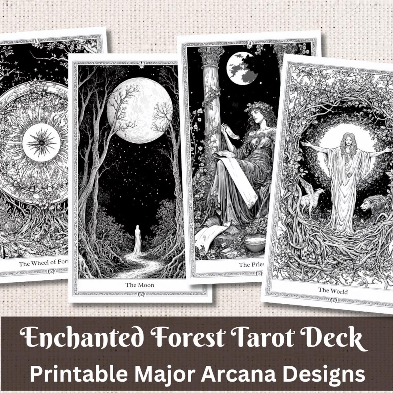 Enchanted Forest Tarot Card Printable Deck | Dark Fantasy Design ...