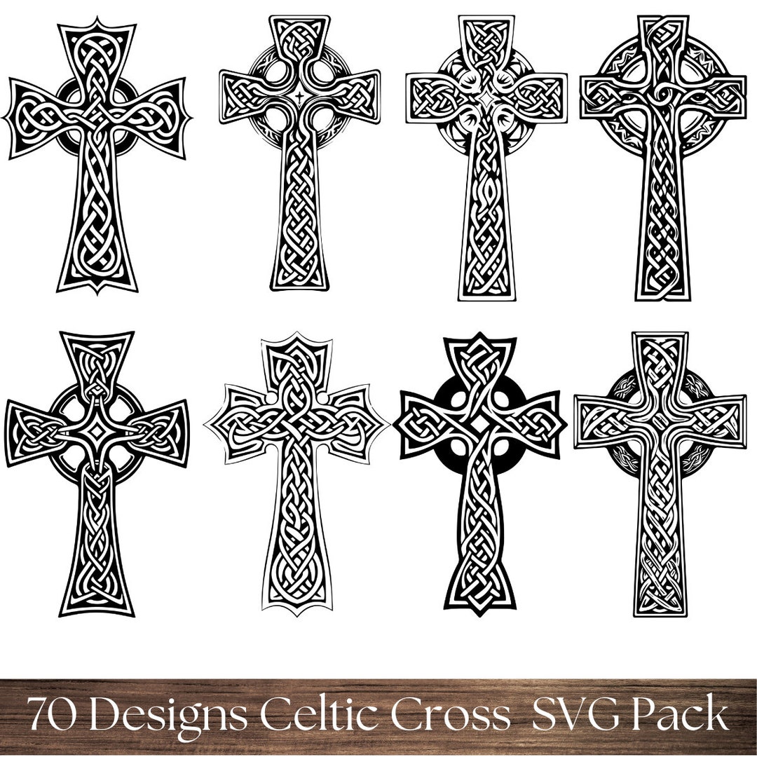 Celtic Cross and Knot Design Bundle | SVG PNG Cliparts Black and White ...