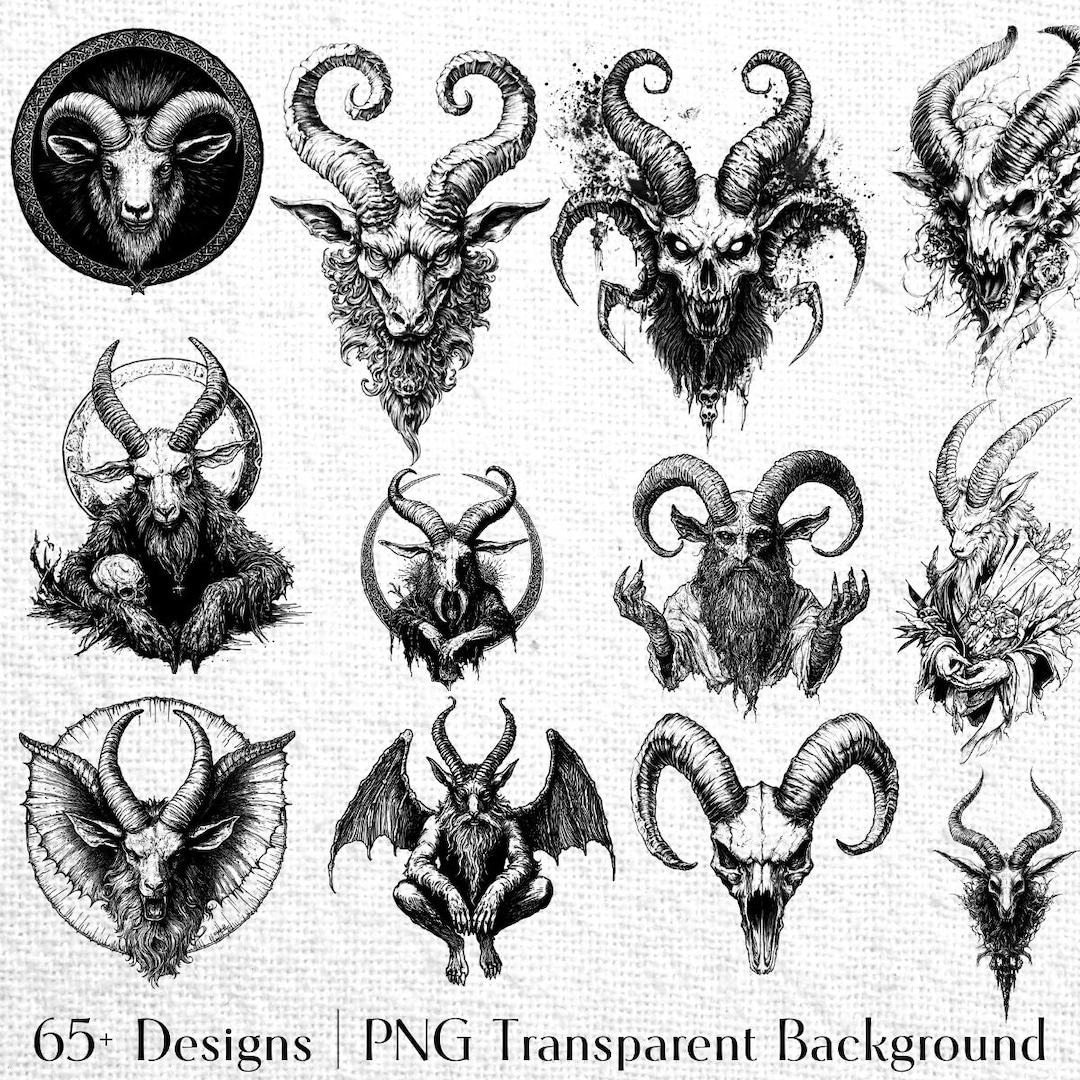 Baphomet Devil Clipart PNG Pack | Tattoo Design | Devil Prints | Black ...