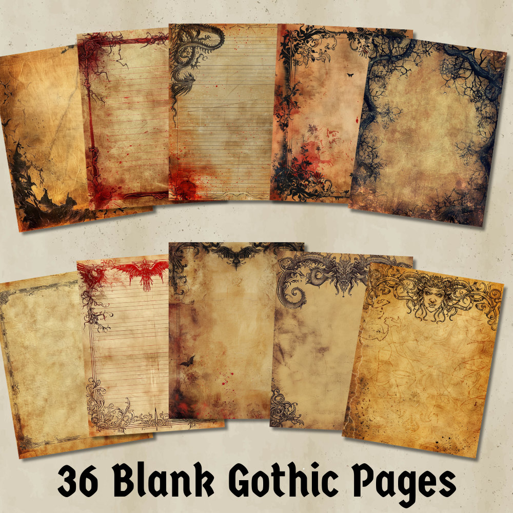 Gothic Blank Journal Pages | Vintage Stationary Paper | Grimoire ...