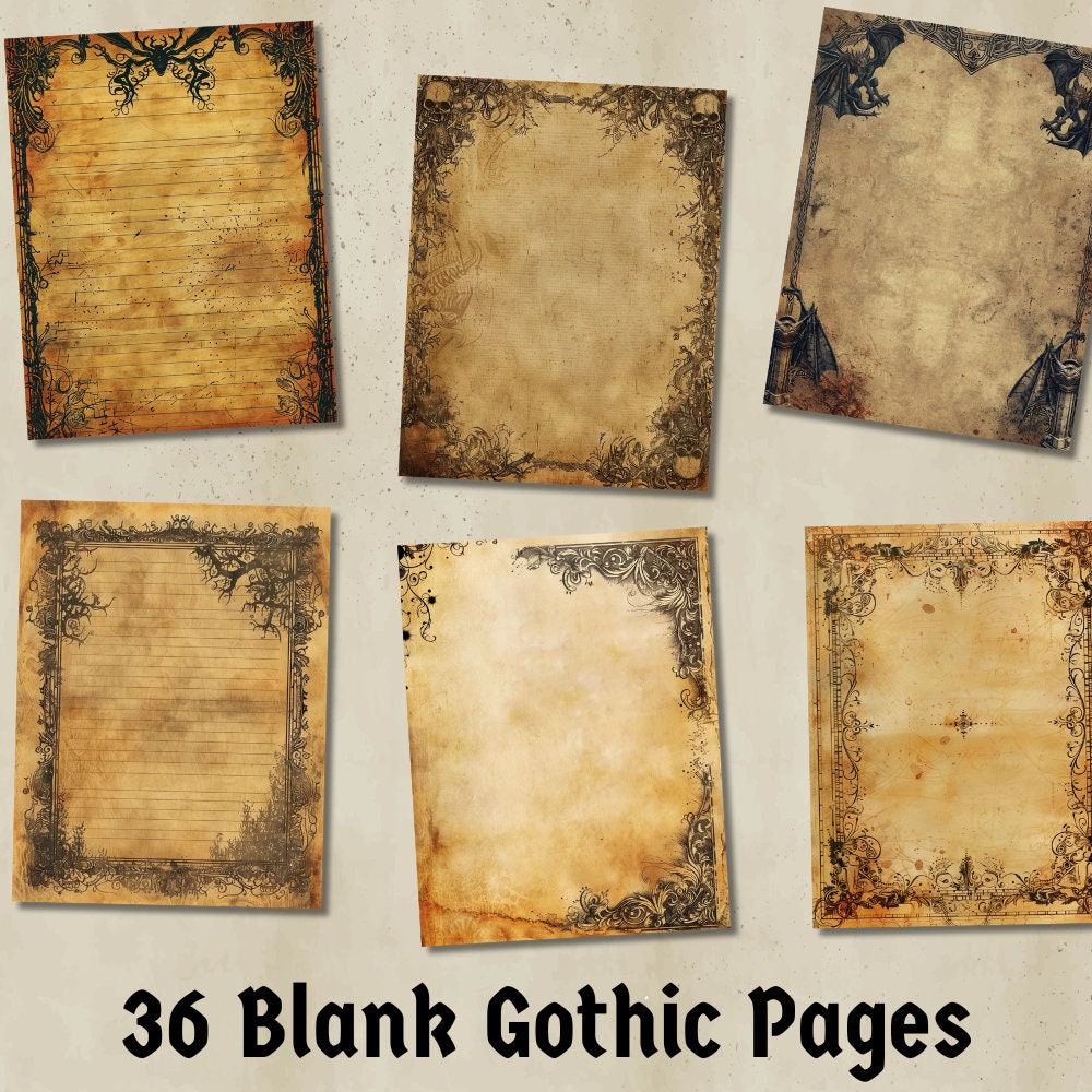 Gothic Blank Journal Pages | Vintage Stationary Paper | Grimoire ...