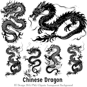 Chinese Dragon Clipart Set | Black and White | Tattoo Designs | T Shirt ...