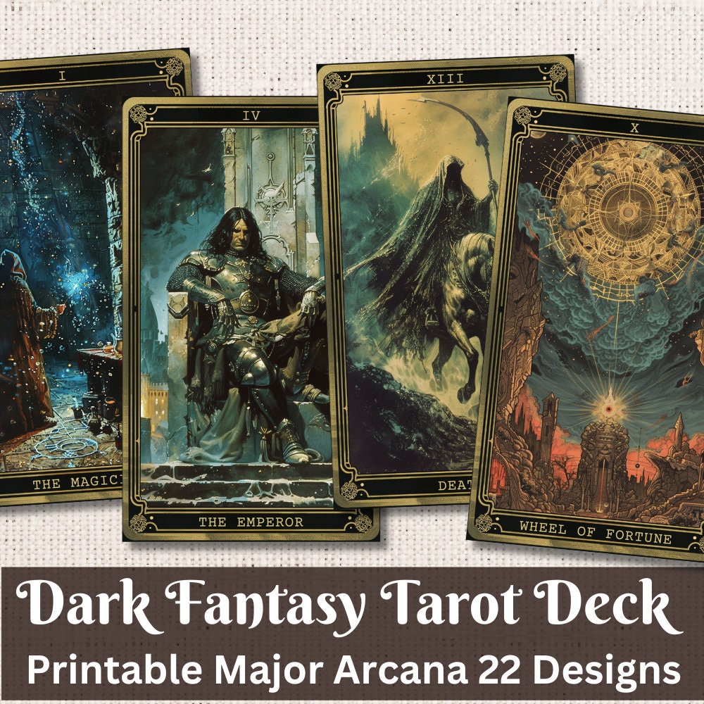 Printable Tarot Card Dark Fantasy Design Digital Cards Deck Fortune ...