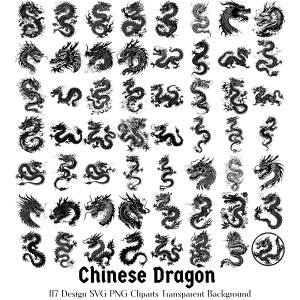 Chinese Dragon Clipart Set | Black and White | Tattoo Designs | T Shirt ...