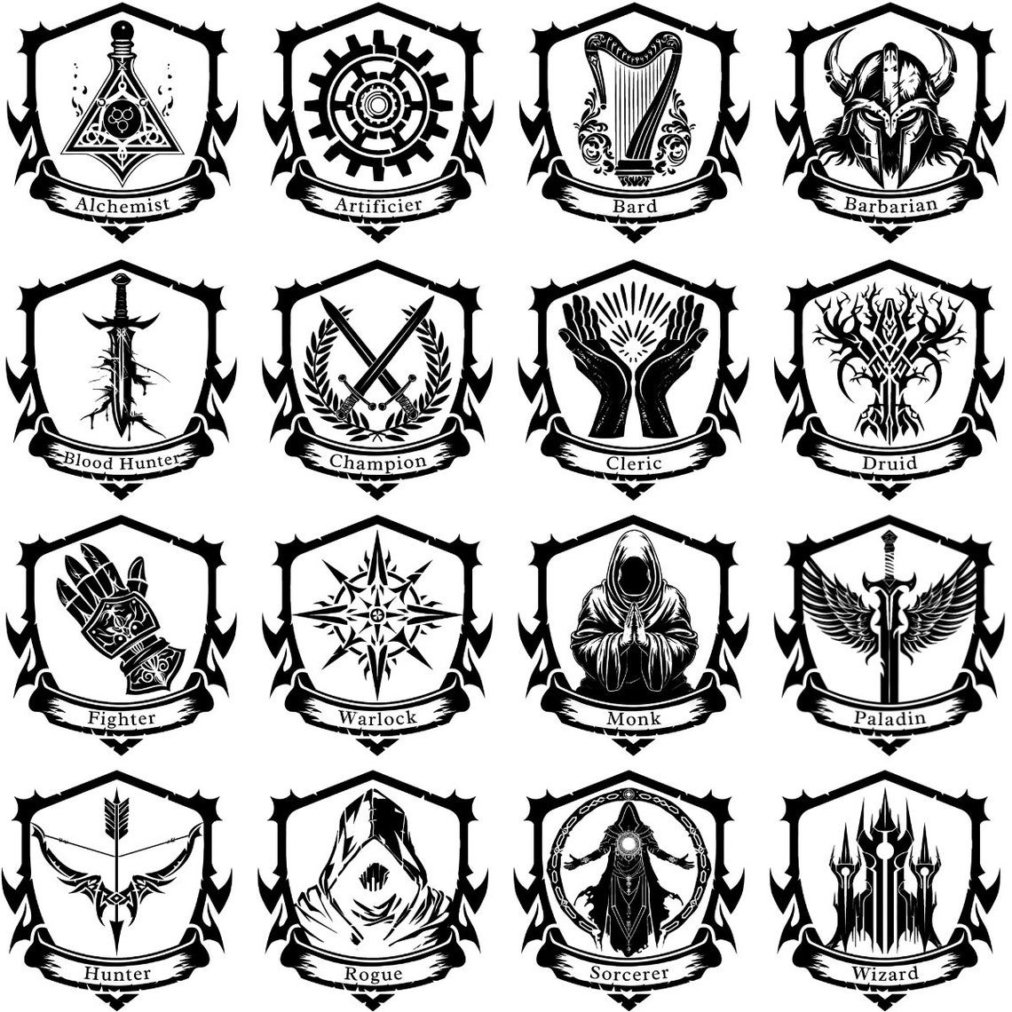 Role Playing Game Class Insignia Emblem SVG PNG Pack | Tabletop Gaming ...