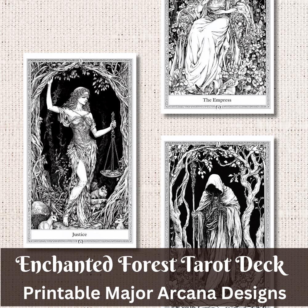 Enchanted Forest Tarot Card Printable Deck | Dark Fantasy Design ...