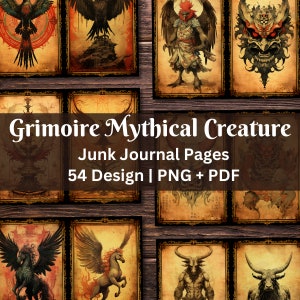 Mythical Beast Monster Grimoire Junk Journal Scrapbook Pages | Book of ...
