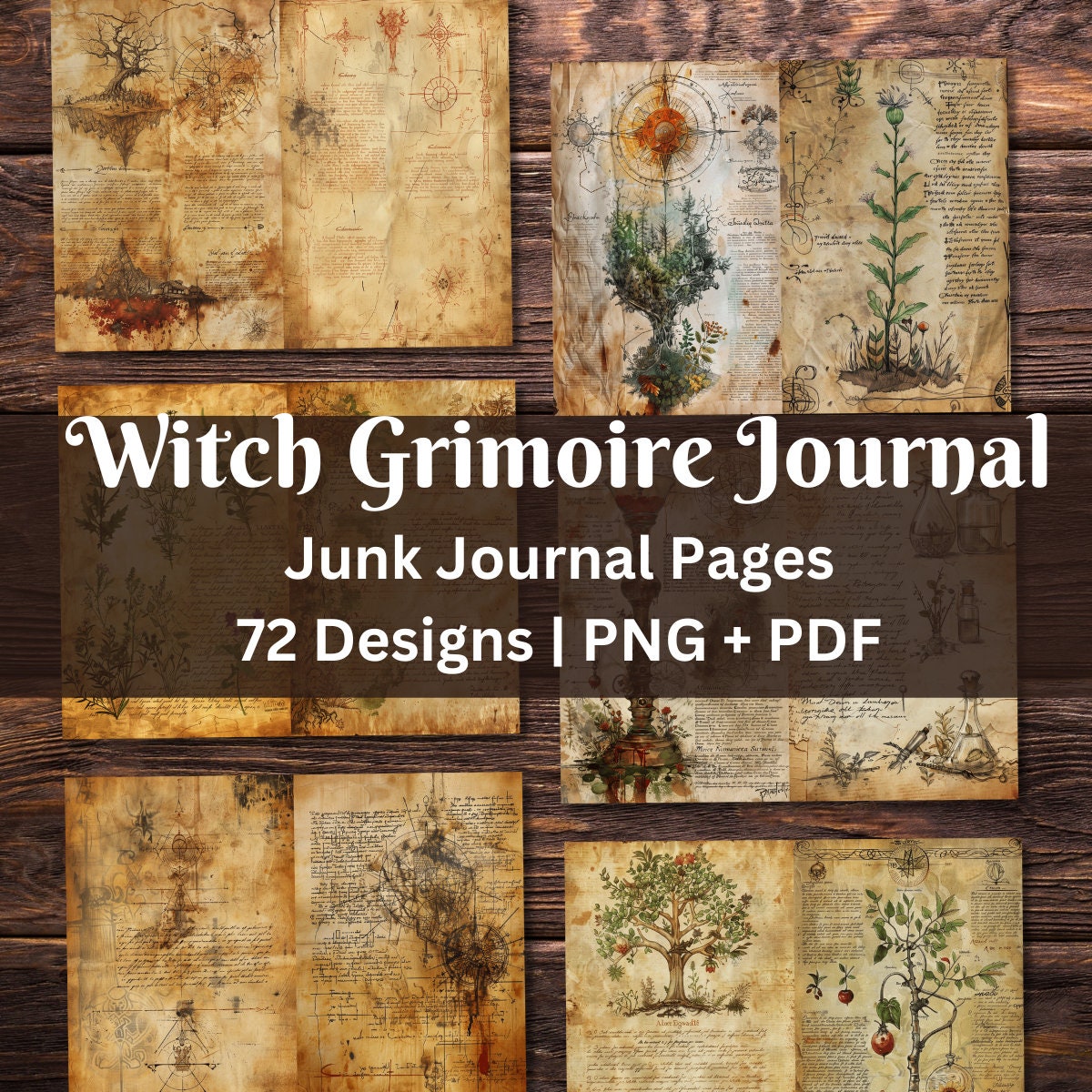 Witch Grimoire Journal Entry Junk Journal Pages | Book of Spells ...