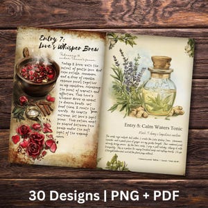 Witch Potion Brew Journal Entry | Junk Journal Pages | Scrapbook ...