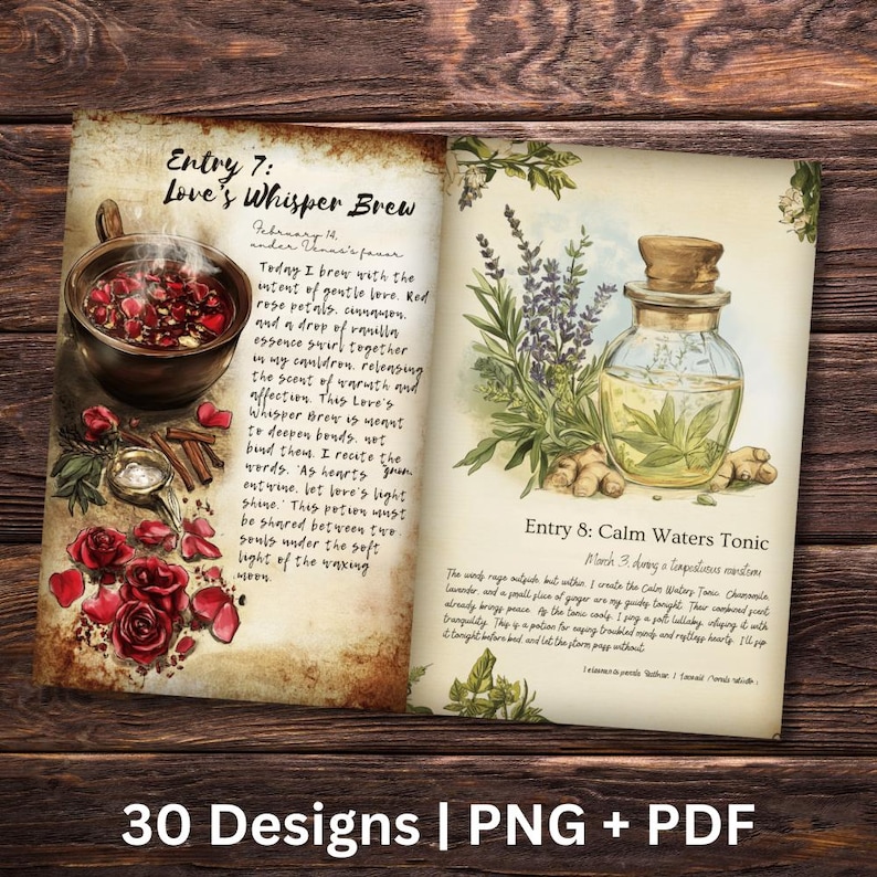 Witch Potion Brew Journal Entry | Junk Journal Pages | Scrapbook ...