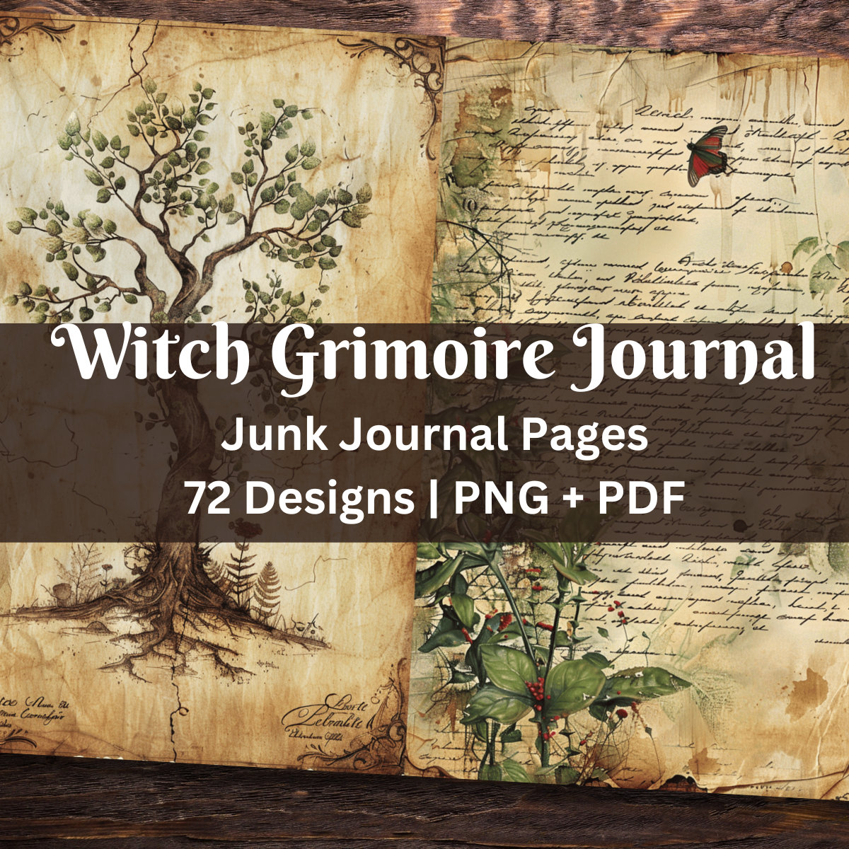 Witch Grimoire Journal Entry Junk Journal Pages | Book of Spells ...
