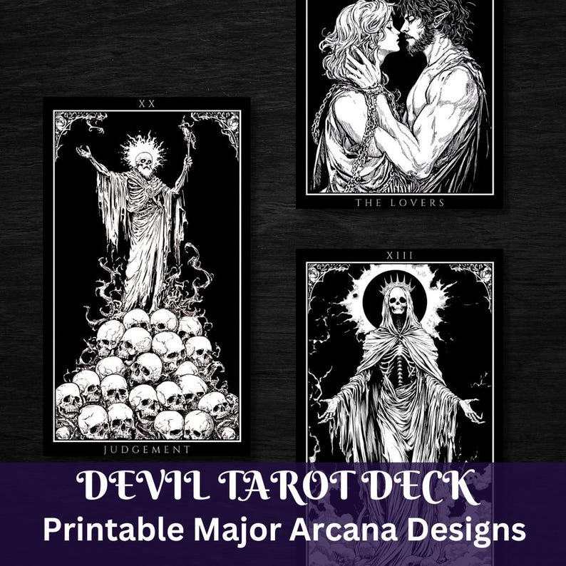 Demon Devil Printable Tarot Card Deck | Oracle Fortune Reading Digital ...
