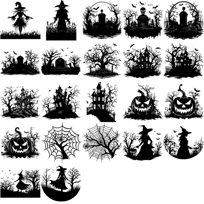 Halloween Clipart Bundle SVG PNG Transparent Background Haunted House ...