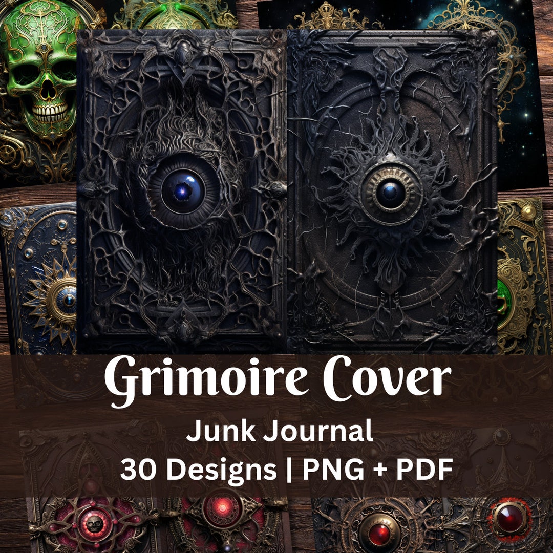 Grimoire Cover Junk Journal Kit | Printable Scrapbook | Book of Shadows ...