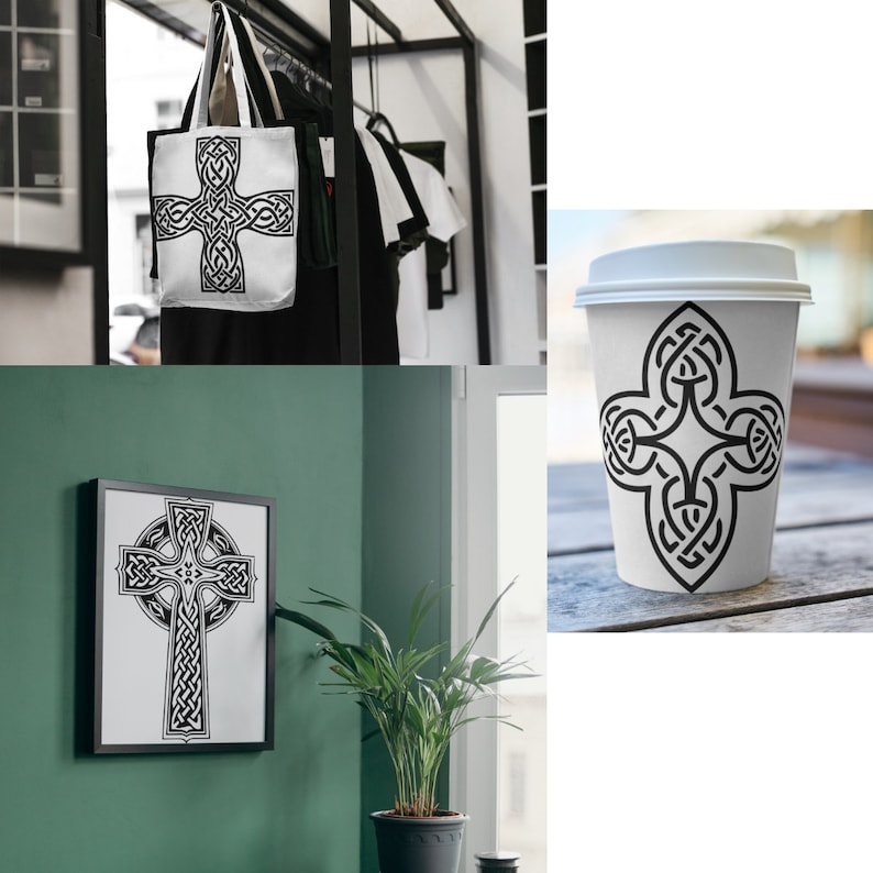 Celtic Cross and Knot Design Bundle | SVG PNG Cliparts Black and White ...