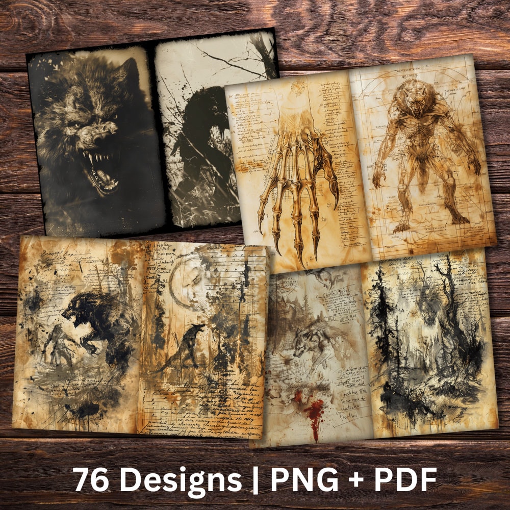 Werewolf Mystery Junk Journal Pages | Werewolf Hunter Journal Entry ...