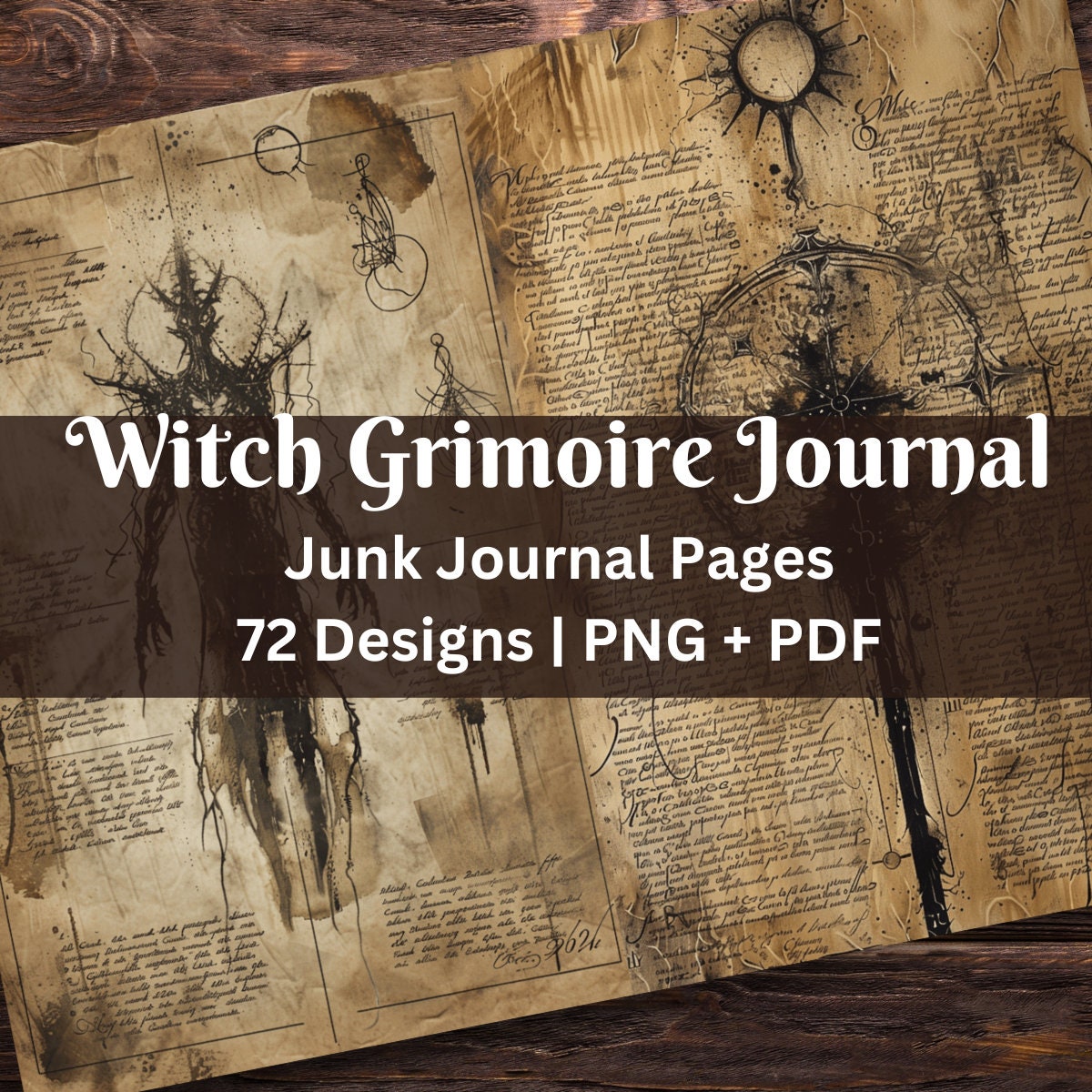 Witch Grimoire Journal Entry Junk Journal Pages | Book of Spells ...