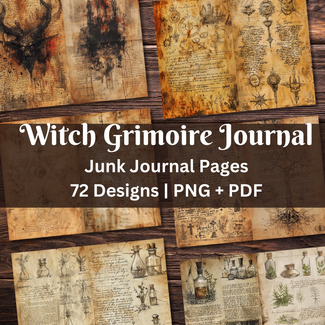 Witch Grimoire Journal Entry Junk Journal Pages | Book of Spells ...