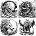 Dragon Clipart Set | Black and White | Tattoo Designs | T Shirt Designs ...