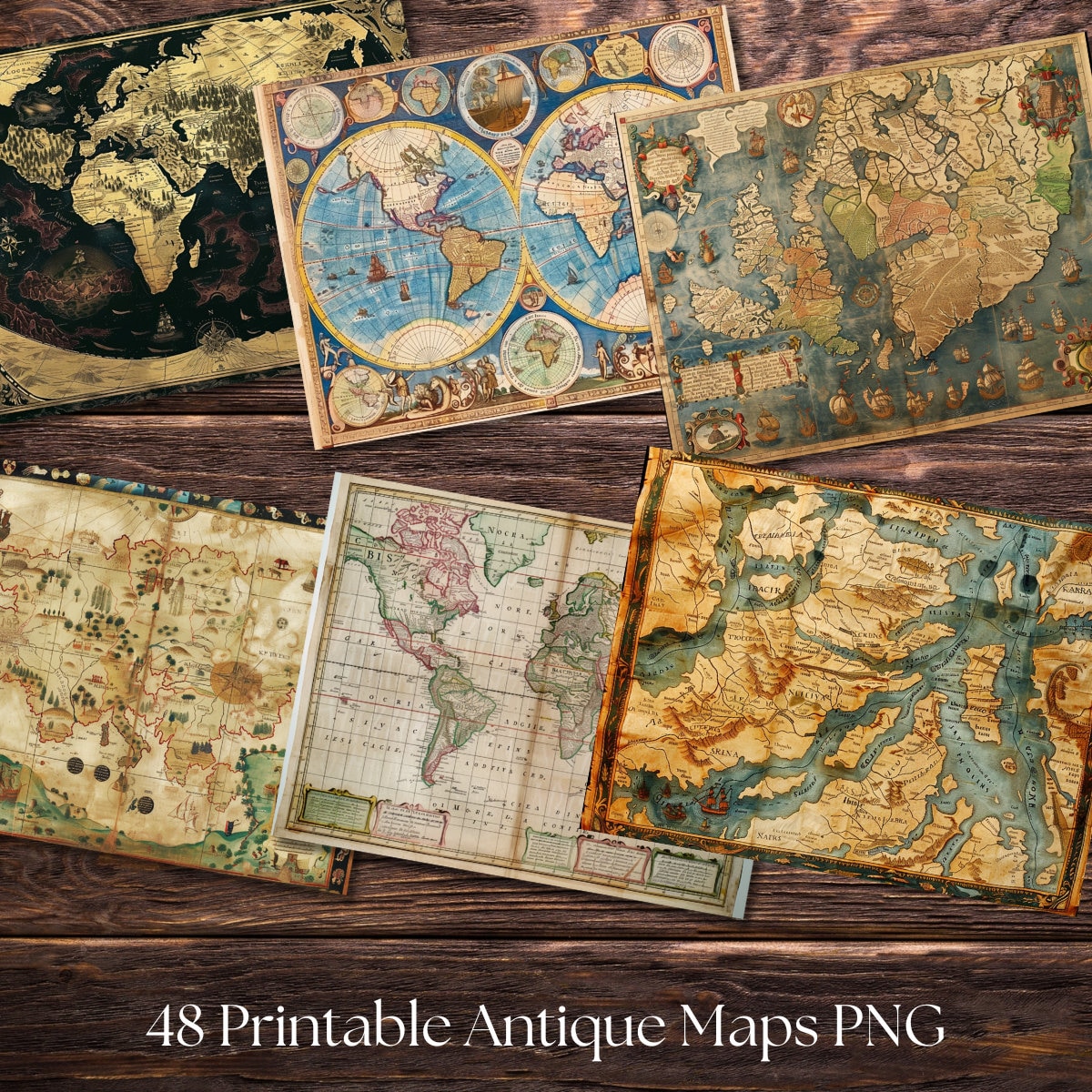 Vintage Antique Map Junk Journal Pages Grunge Scrapbook Background ...