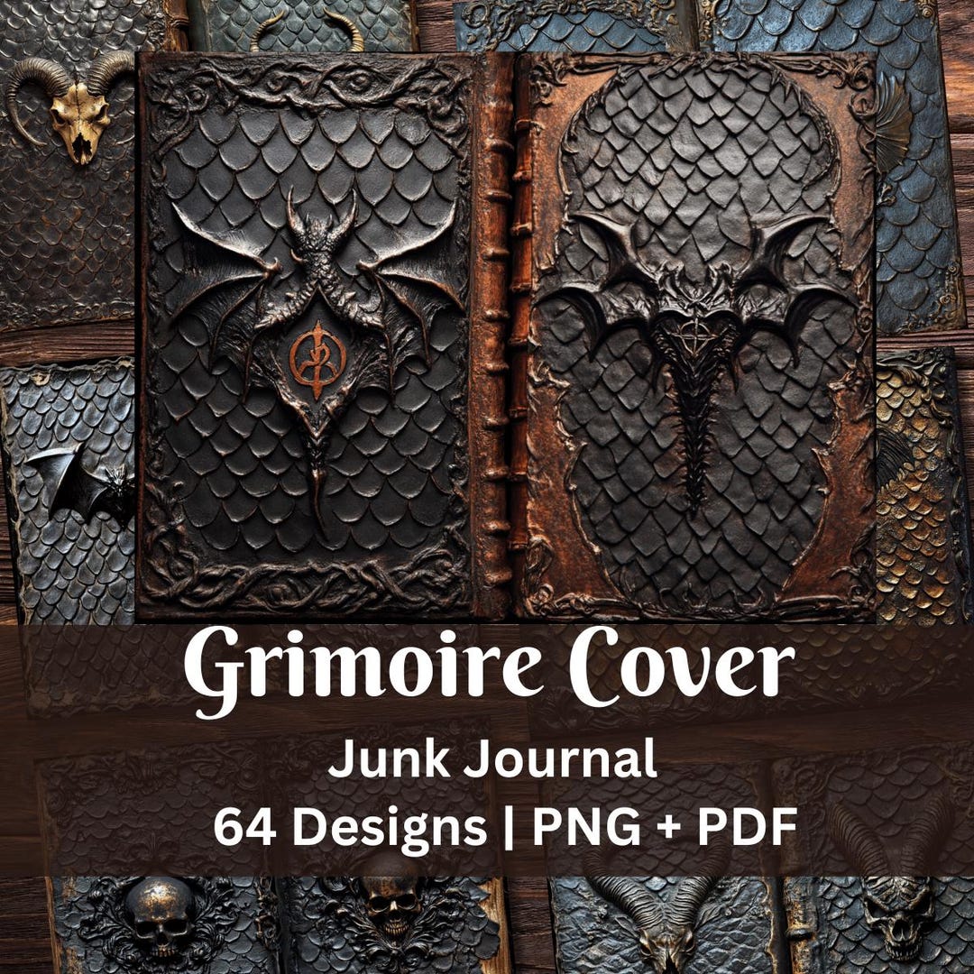 Grimoire Cover Dragon Scale Junk Journal Pages | Book of Shadows ...