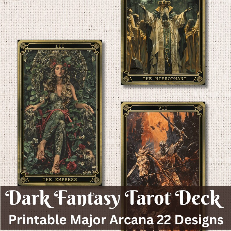 Printable Tarot Card Dark Fantasy Design Digital Cards Deck Fortune ...