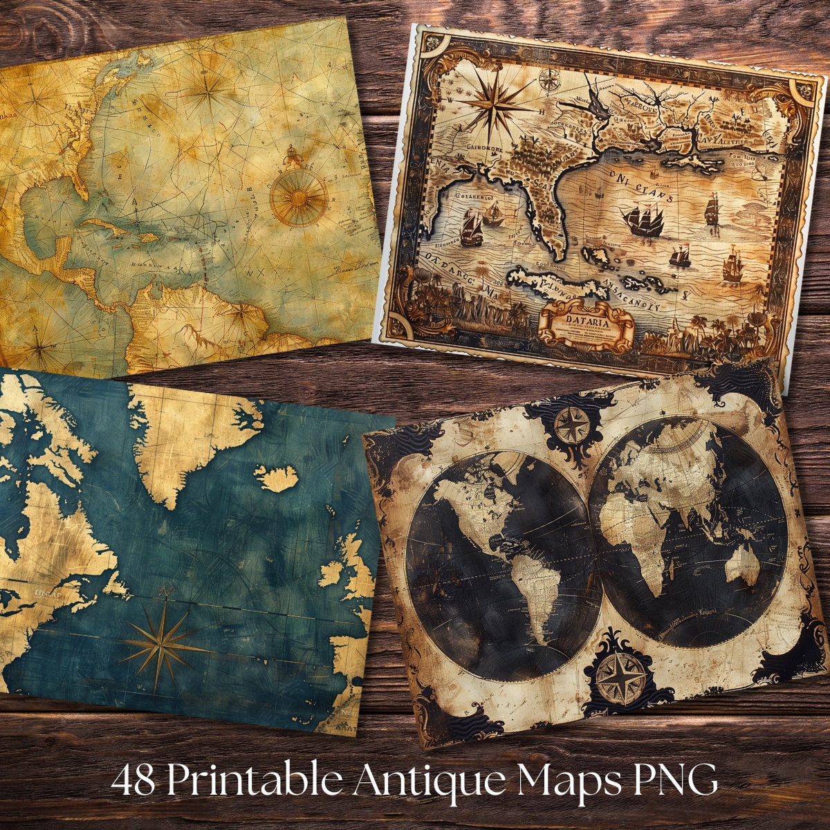 Vintage Antique Map Junk Journal Pages | Grunge Scrapbook Background ...