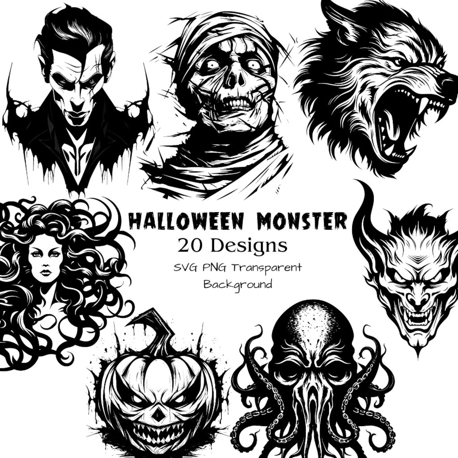 Halloween Monster SVG Pack PNG Clipart Cricut Files - Etsy