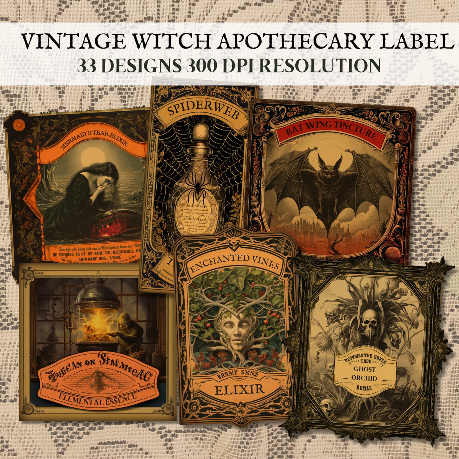 Grimoire Label Apothecary | Magic Potion Elixir | Junk Journal Book of ...