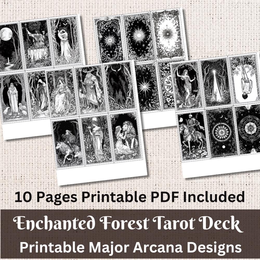 Enchanted Forest Tarot Card Printable Deck | Dark Fantasy Design ...
