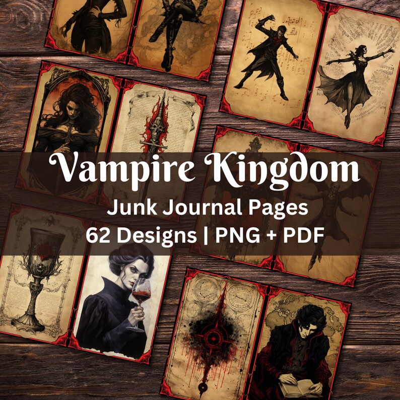 Vampire Junk Journal Kit | Vintage Victorian Gothic Printable Scrapbook ...