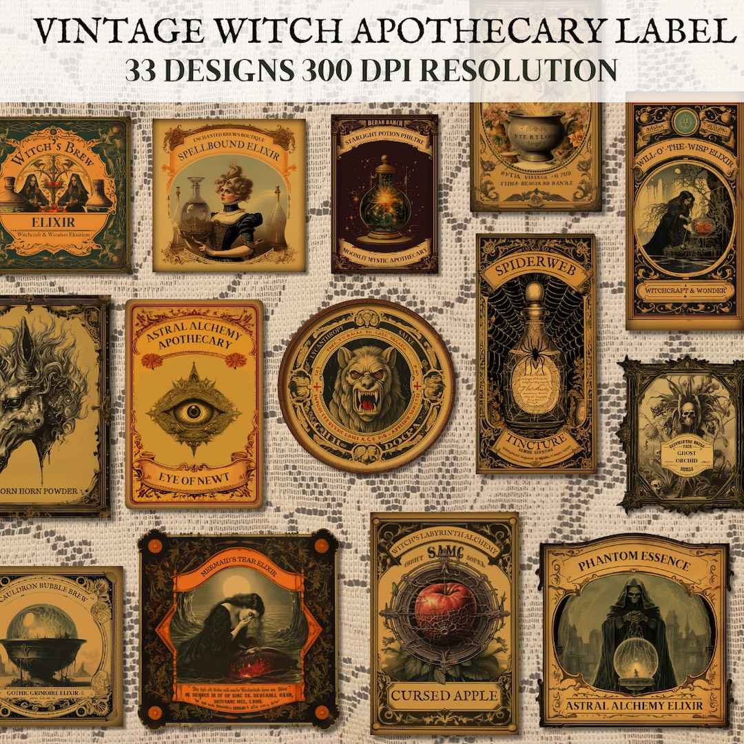 Grimoire Label Apothecary | Magic Potion Elixir | Junk Journal Book of ...