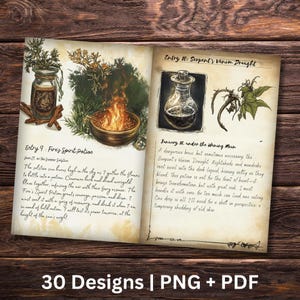 Witch Potion Brew Journal Entry | Junk Journal Pages | Scrapbook ...