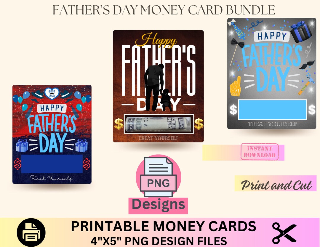 Father's Day Money Holder Bundle, Dad Gift, Father's Day Card, PNG ...