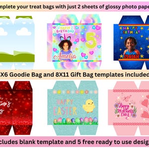 Gift Bag Template, Editable Treat Bag, Printable Goodie Bag, Treats ...