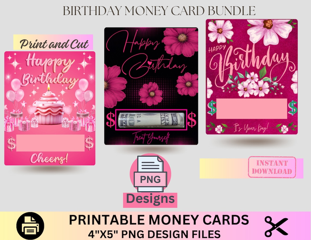 Birthday Money Holder Bundle, PNG File, Birthday Money Card , Money ...